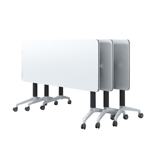 3pcs Foldable Conference Tables, Flip Top Mobile Training Table with Modesty and Lockable Wheels,Quickly Change from Horizontal to Vertical (Color : C, Size : 120 * 40 * 75cm)
