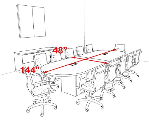 Modern Racetrack Cube Leg 12' Feet Conference Table, OF-CON-CQ14