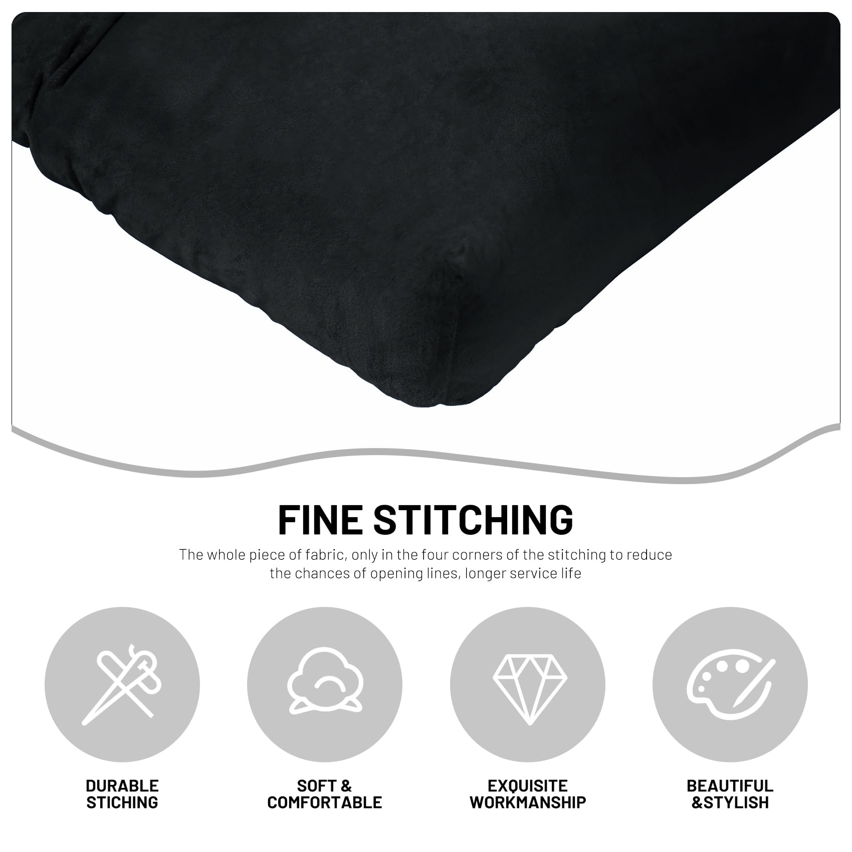 Lokex Anti-Slip Bench Cushion,Soft Durable Window Seat Cushion Indoor,[Velvet] Black, 36"x14"x4"
