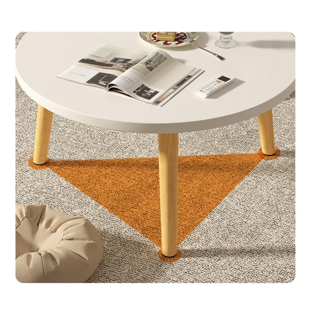Round Dining Table, Small Space Kitchen Table, Mid Century Modern Computer Table with Wood Grain Tabletop and Solid Wood Legs for Dining, Living Room (Color : White, Size : 30 * 30 * 30cm)
