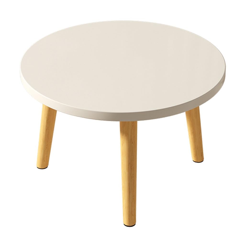 Round Dining Table, Small Space Kitchen Table, Mid Century Modern Computer Table with Wood Grain Tabletop and Solid Wood Legs for Dining, Living Room (Color : White, Size : 30 * 30 * 30cm)