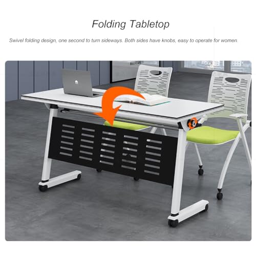3 pcs Flip Top Mobile Training Table with Management & Lockable Wheels, Foldable Meeting Table for Conference Rooms,Training Rooms,Media Centers (Color : A, Size : 120 * 60 * 75cm)