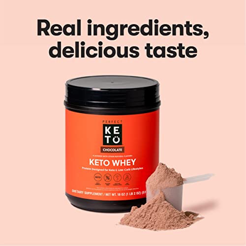 Perfect Keto Pure Whey Protein Isolate Powder - 100% Grass Fed Meal Replacement Shake, No Artificials, Gluten Free, Non-GMO (Vanilla)
