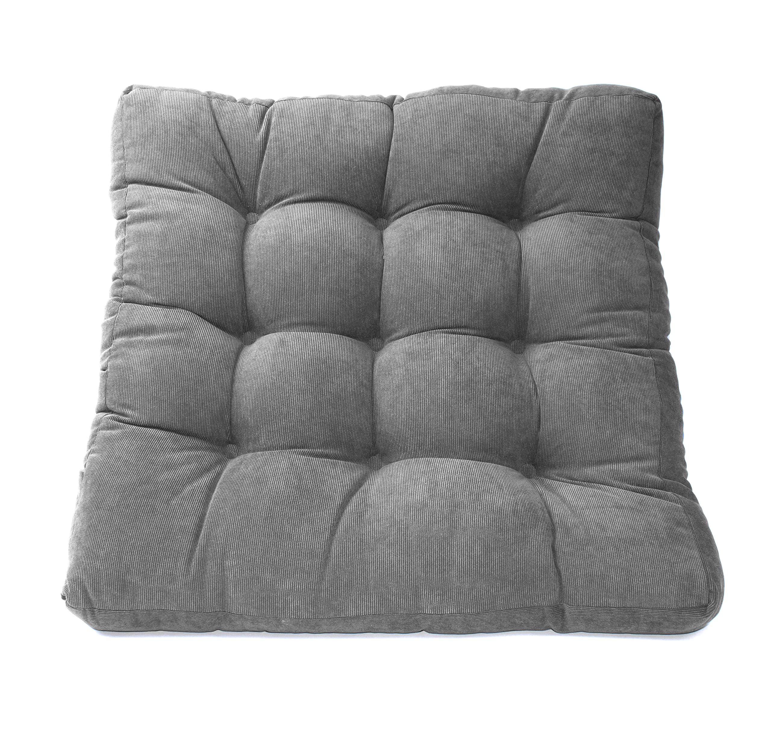 LANITI 24” Inch Extra Large Floor Cushions Tufted Floor Pillow for Adults Square Meditation Ultimate Comfort Oversized Pillows for Floor Cushion (Charcoal)