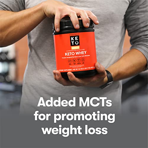 Perfect Keto Pure Whey Protein Isolate Powder - 100% Grass Fed Meal Replacement Shake, No Artificials, Gluten Free, Non-GMO (Vanilla)