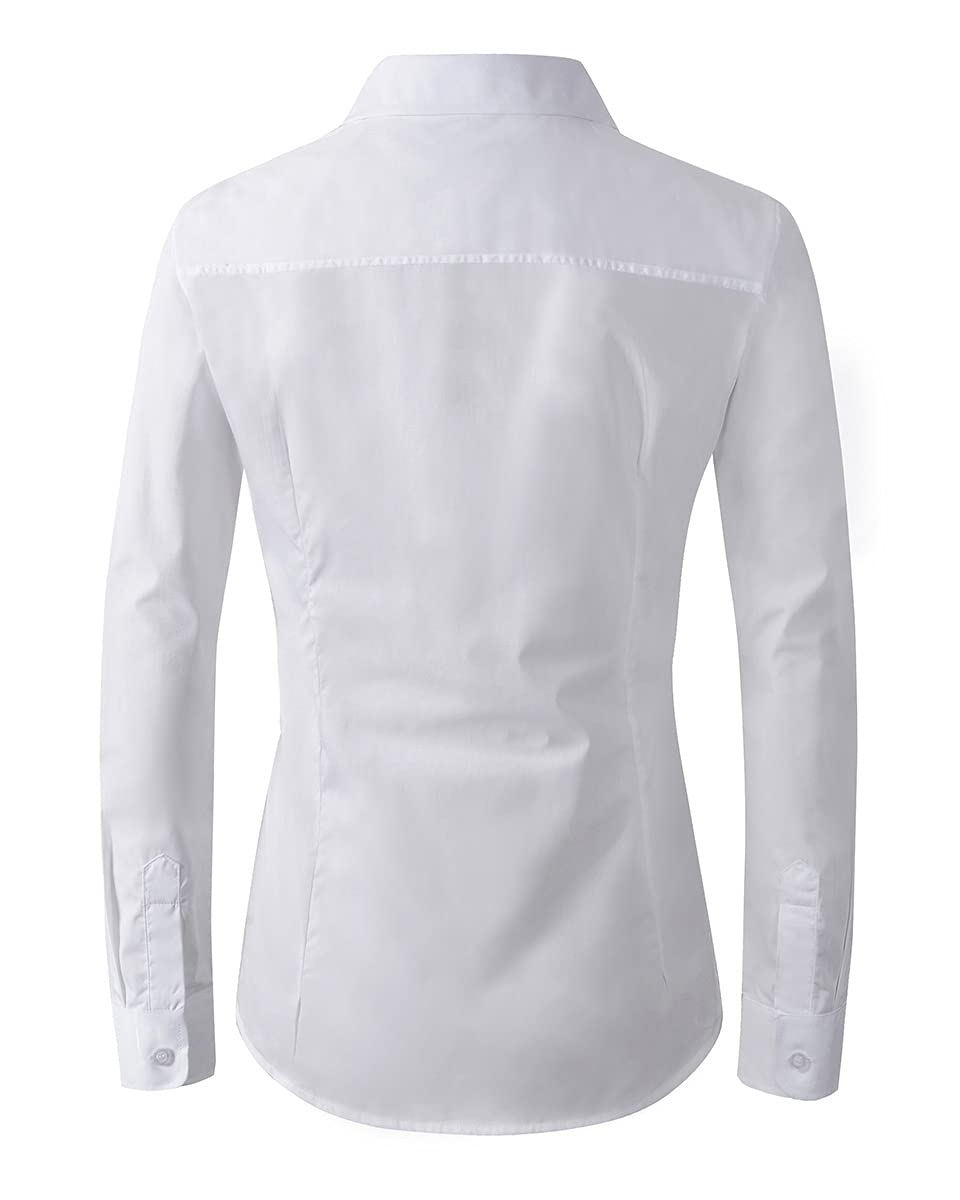 Beninos Womens Dress Shirts Long Sleeve Button Down Shirt Work Wear (225 White, XS)