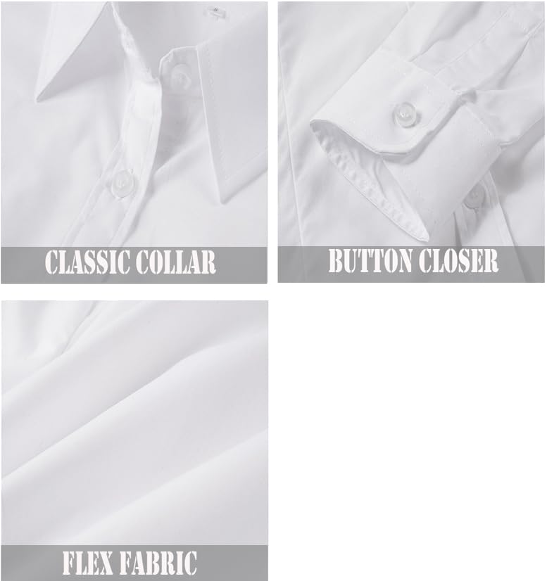 Beninos Womens Dress Shirts Long Sleeve Button Down Shirt Work Wear (225 White, XS)