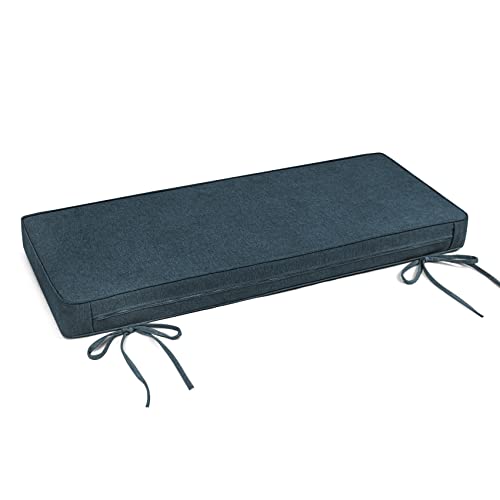 sutailocus Bench Cushion Double Piping Indoor/Outdoor Bench Cushion Bench Cushions for Indoor Furniture, Indoor Window/Piano/Porch Swing Cushion with Adjustable Ties (30x14x3, Deep Blue)