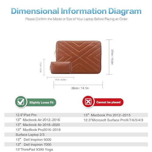 SUOVA Laptop Sleeve, Compatible with MacBook Air Series and MacBook Pro 13/14 Series,Soft Laptop Cover Specially Designed for 13-14 inch Notebook,Brown...
