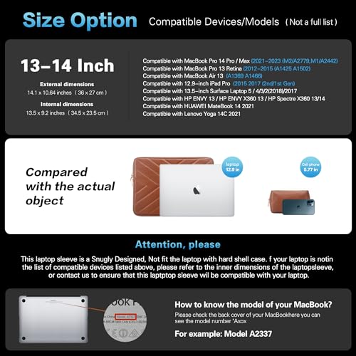 SUOVA Laptop Sleeve, Compatible with MacBook Air Series and MacBook Pro 13/14 Series,Soft Laptop Cover Specially Designed for 13-14 inch Notebook,Brown...