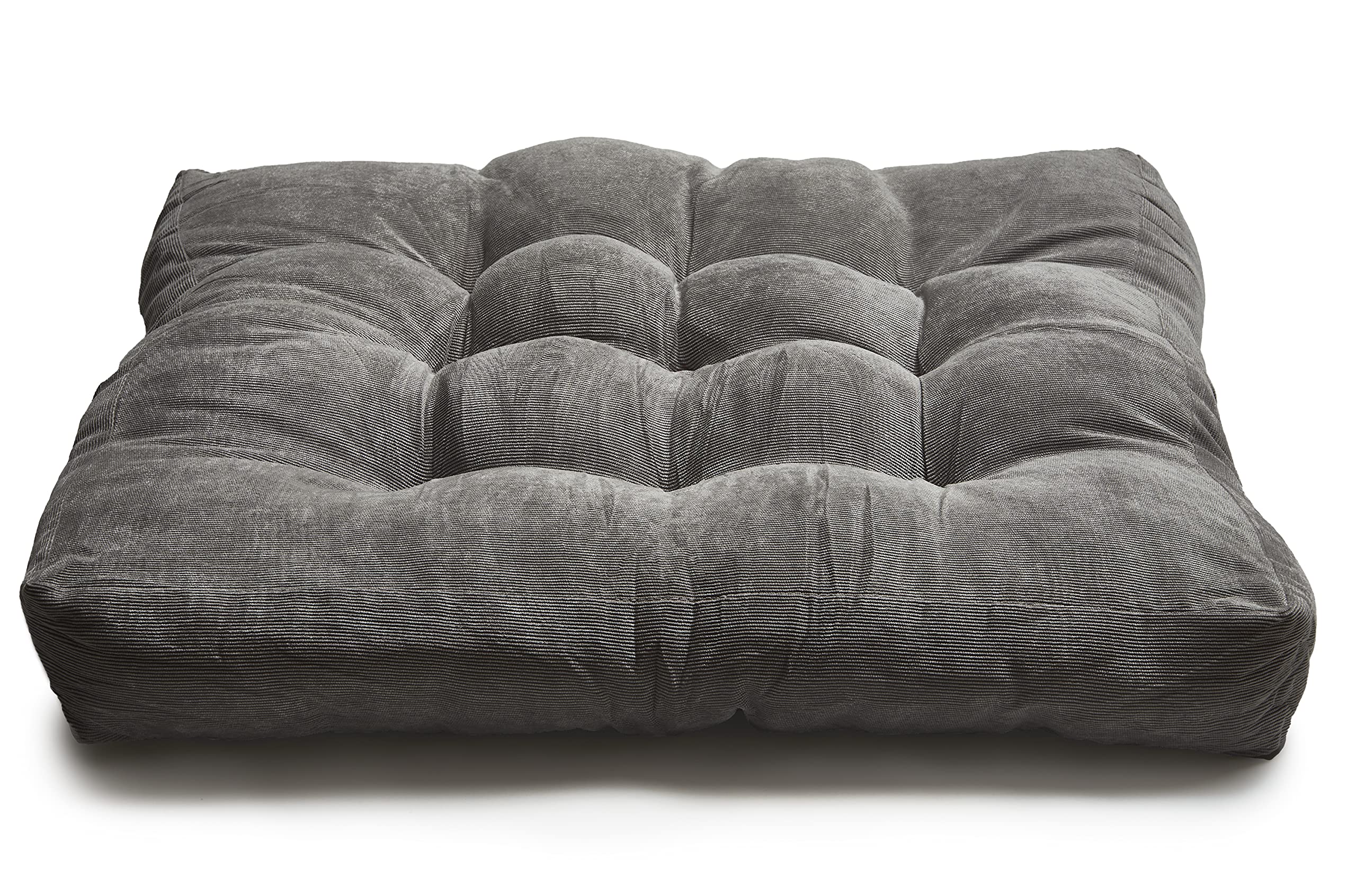 LANITI 24ā Inch Extra Large Floor Cushions Tufted Floor Pillow for Adults Square Meditation Ultimate Comfort Oversized Pillows for Floor Cushion (Charcoal)