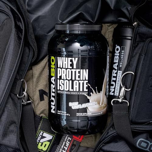 NutraBio Whey Protein Powder Isolate Supplement – 25g of Protein Per Scoop with Complete Amino Acid Profile - Soy and Gluten Free Protein Powder - Zero Fillers and Non-GMO - Raw Unflavored - 2 Lbs.