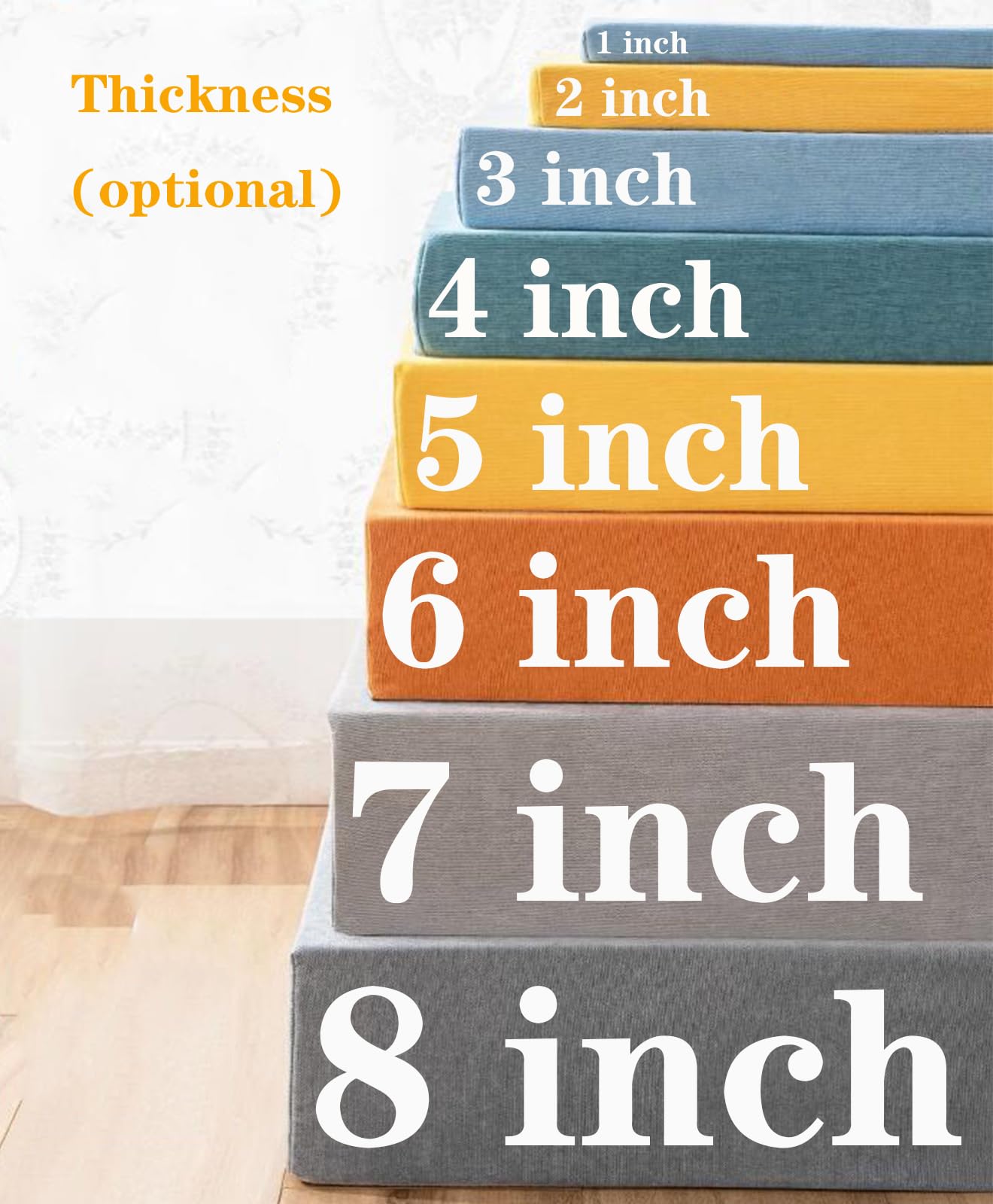 Custom Bench Thickened Foam Cushion, Indoor Outdoor Bench Personalized Cushion, Bench Seat Size Bay Window Indoor, Outdoor Furniture Non-Slip Bottom Garden Kitchen Cushions Personalized with Bottom