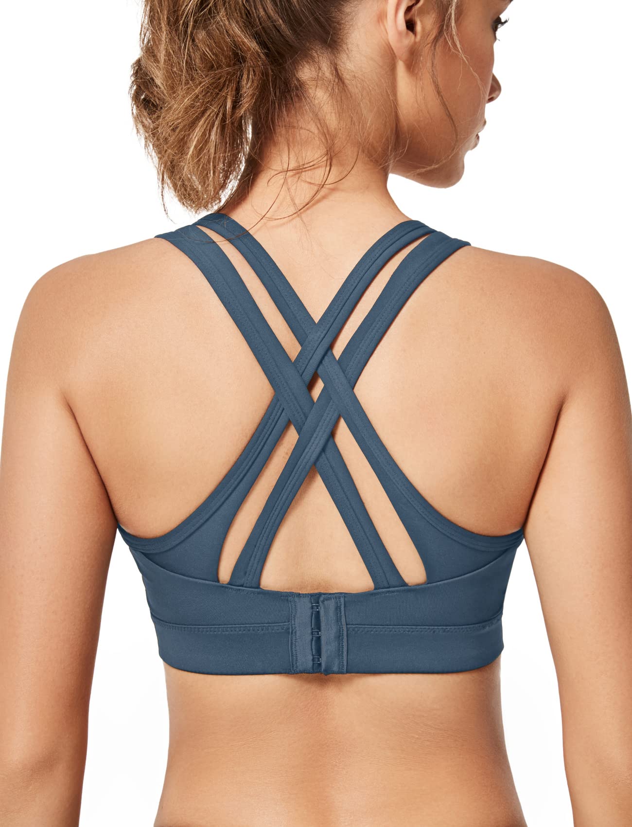 Yvette Women High Impact Sports Bras Criss Cross Back Sexy Running Bra for Plus Size, 08A, M(DF)