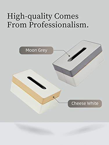 Tissue Box Holder Cover Rectangular, Modern PU Leather Decorative Tissue Holders Organizer-Moon Grey