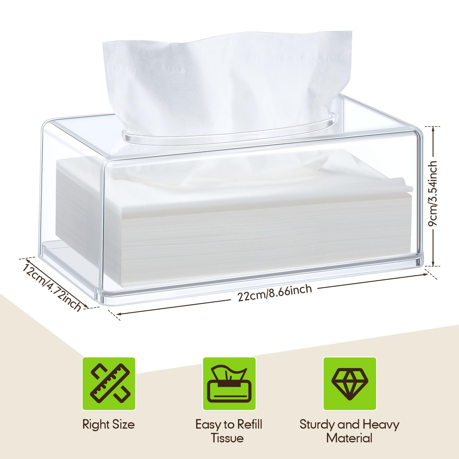 Mimorou 4 Pieces Acrylic Tissue Box Cover Rectangular Clear Tissue Holder Tissue Dispenser Facial Tissue Holders Dryer Sheet Box for Office Home Bathroom Restaurant Vanity