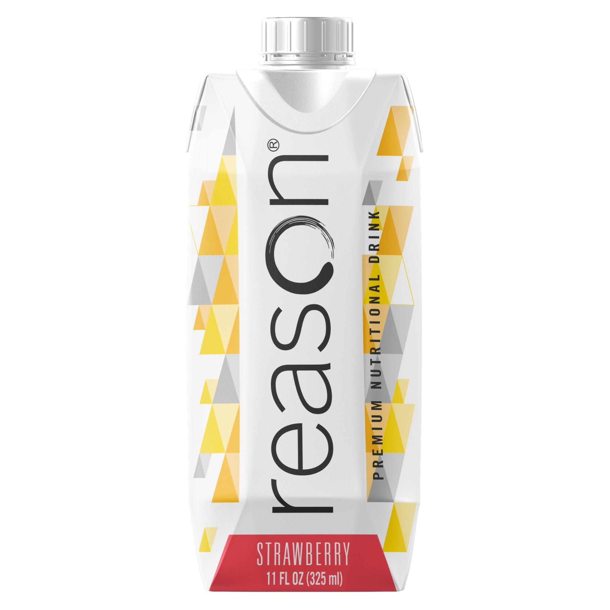 Reason Premium High Calorie Protein Drink - Free of Soy, Gluten, Artificial Flavors, Sweeteners - Lactose-Friendly - Great for Tube-Feeding - Strawberry, 11 oz, 12 Count
