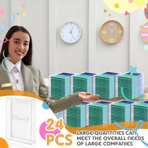Suzile 24 Pcs Clear Greeting Card Boxes, Plastic Transparent Photo Storage Box Greeting Card Holder Rectangular Box Case Printed Cards for Cards, Photos, Paper, Envelopes(5.39 x 7.36 x 1 Inches)