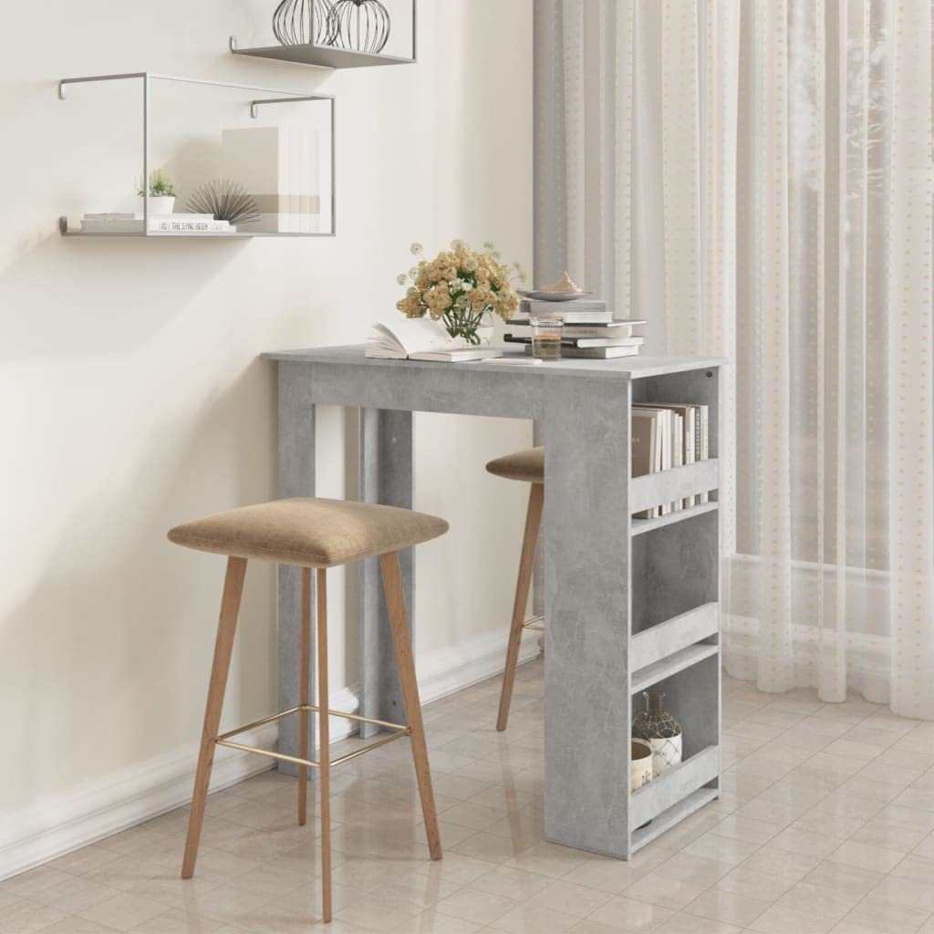 Bar Table with Storage Rack,Tall Table,Mid Century Modern Coffee Table,Rectangle Dining Table,Breakfast Bar Table,for Party, Kitchen, Living Room, Dining Room, Concrete Gray 40.2"x19.7"x40.7"