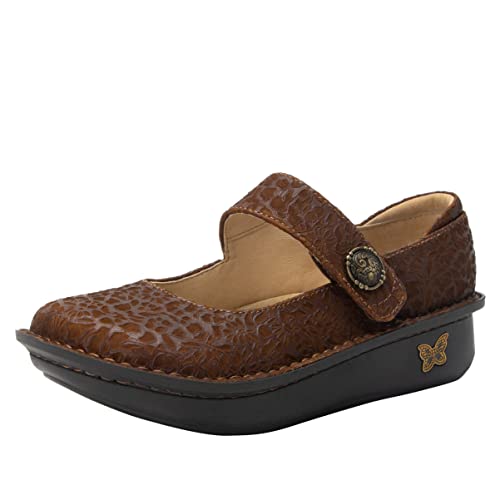 Alegria Women's Paloma Mary Jane Nurse Shoe Clogs Comfort Leather Delicut Tawny 8-8.5 M US