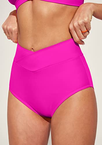 Ewedoos High Waisted Bikini Sets for Women V Neck Two Piece Swimsuit for Women Bathing Suit for Women 2 Piece Bikini Hot Pink