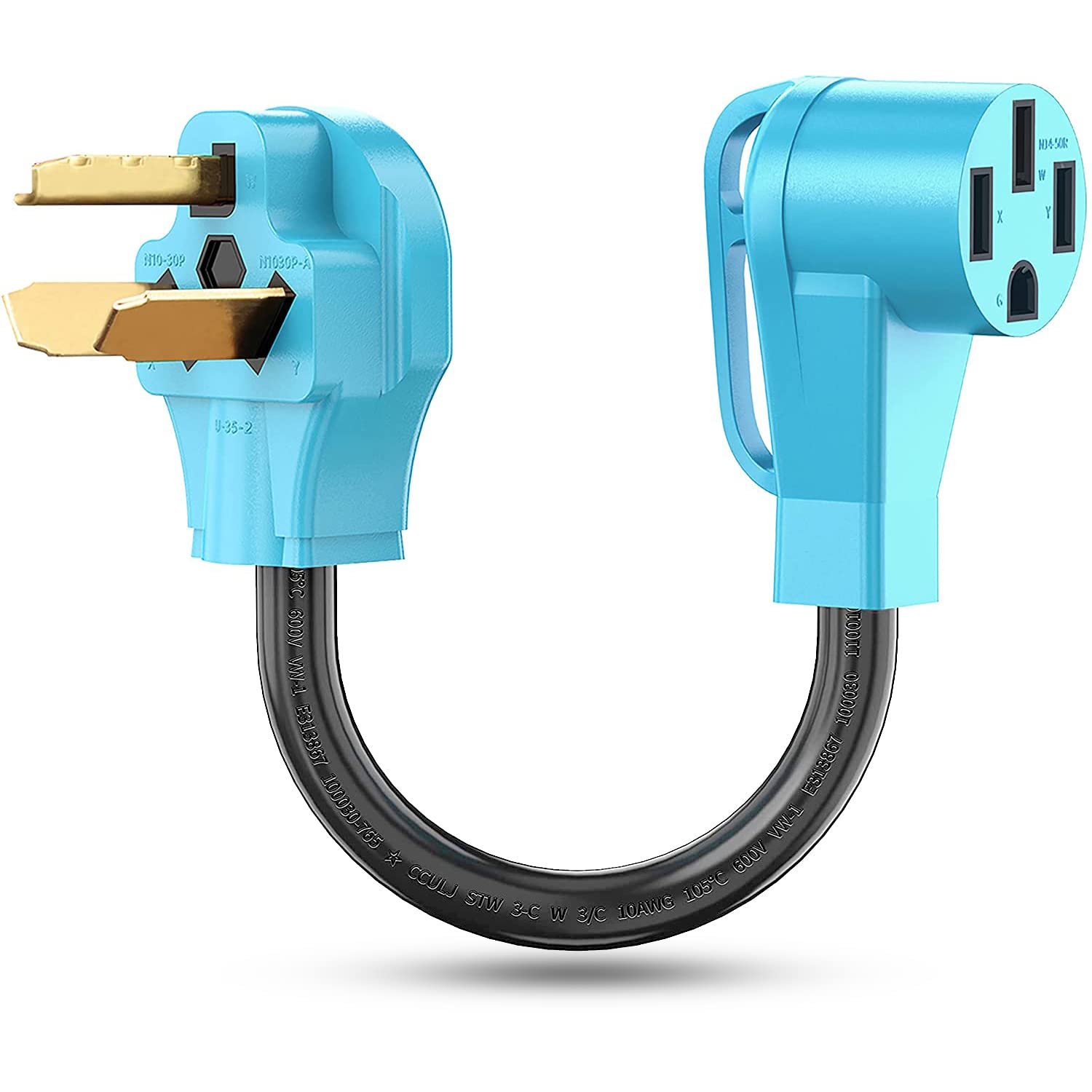 CircleCord NEMA 10-30P to 14-50R EV Charger Adapter Cord Compatible with Tesla Model 3/S/X/Y, 30 Amp Dryer to 50 Amp EV for Level 2 Charging, ETL Listed