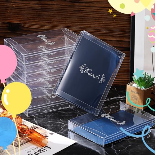 Suzile 24 Pcs Clear Greeting Card Boxes, Plastic Transparent Photo Storage Box Greeting Card Holder Rectangular Box Case Printed Cards for Cards, Photos, Paper, Envelopes(5.39 x 7.36 x 1 Inches)