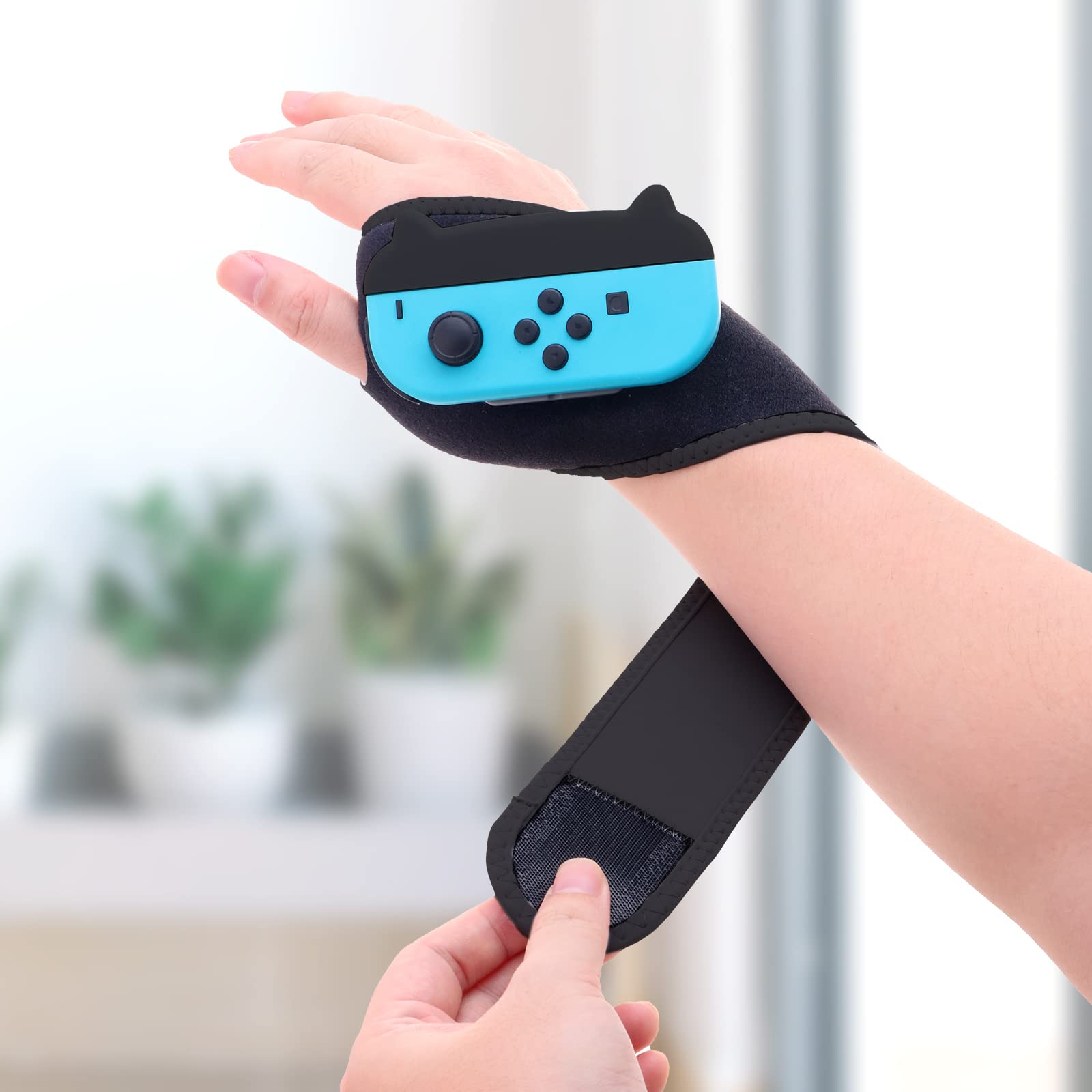 Switch Dance Wrist Strap, Switch Boxing Accessories for Switch Boxing Game with 2 Switch Thumb Grip Caps - Black