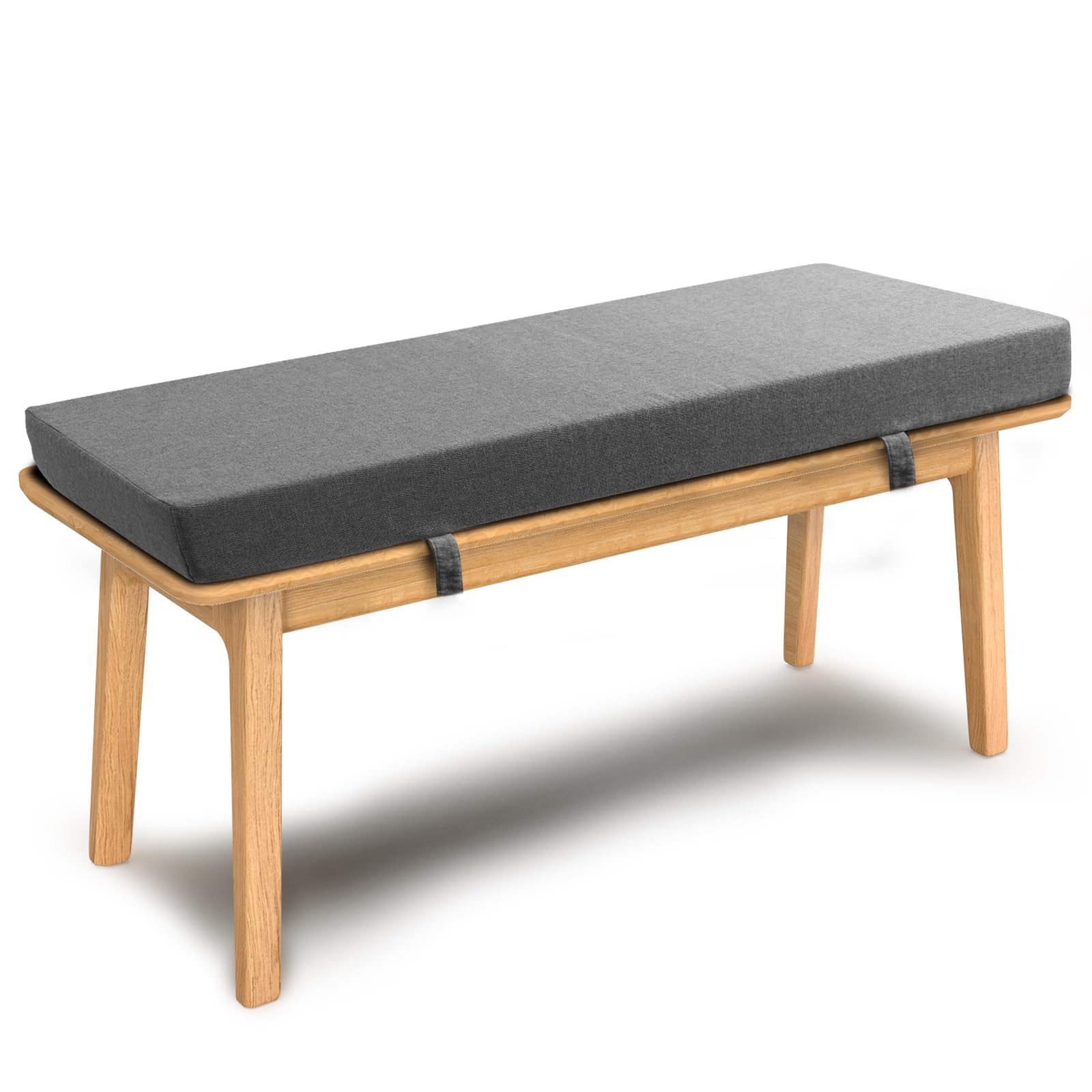 ROFIEJOX Bench Cushion 45 inch - Imitation Linen Fabric, Indoor Outdoor Long Seat Furniture, High-Density Foam, Non-Slip Design for Window Patio Garden, (45x18x3) Charcoal Gray