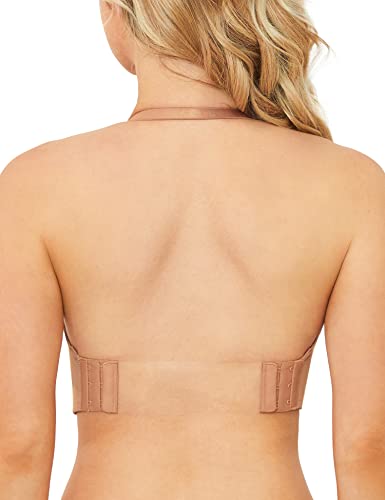 Wingslove Women's Deep Plunge Strapless Bra Multiway Push up Low-Cut Wireless Bras Red Carpet Convertible Clear Back(Brown,36B)