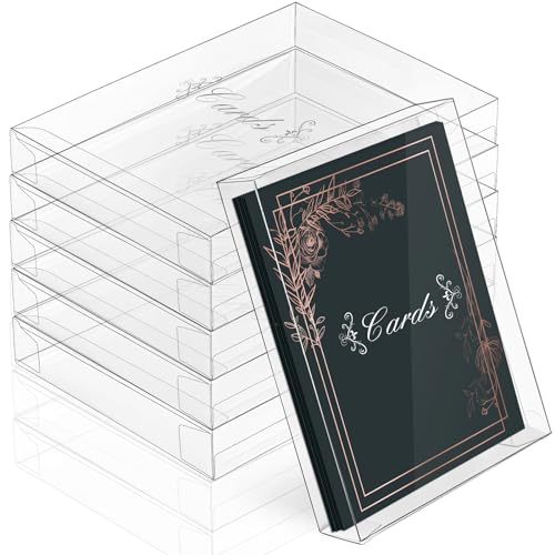 Suzile 24 Pcs Clear Greeting Card Boxes, Plastic Transparent Photo Storage Box Greeting Card Holder Rectangular Box Case Printed Cards for Cards, Photos, Paper, Envelopes(5.39 x 7.36 x 1 Inches)