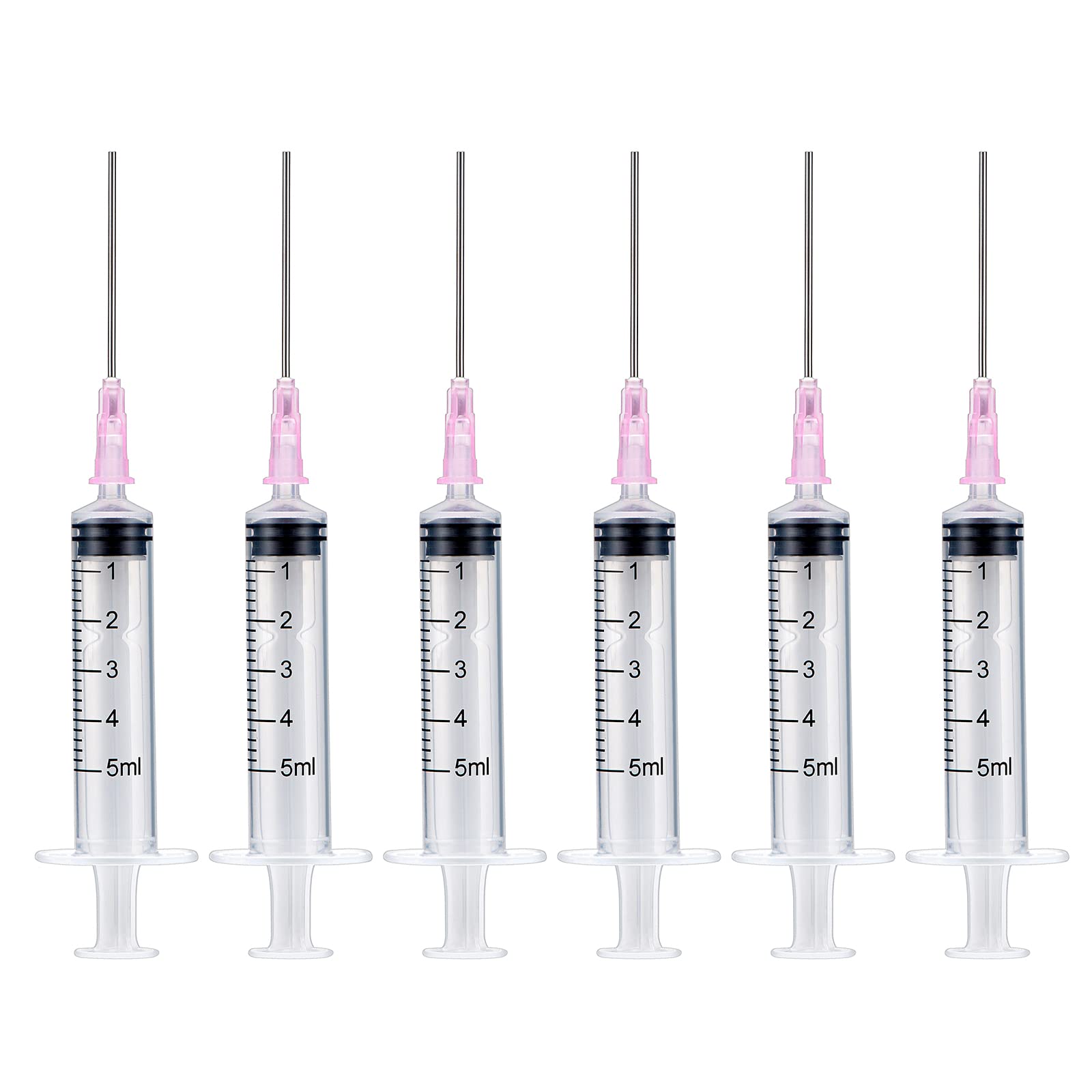 6PCS 5ML/CC Ink Filling Plastic Syringe Set with Blunt Stainless Needle Tip for Fountain Pen, Printer