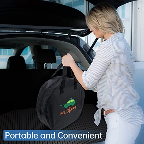 MUSTART Level 1 and Level 2 Portable EV Charger (16 Amp Adjustable, 100-240V, 25ft Cable). NEMA 6-20 Plug with NEMA 5-15 Adapter Electric Vehicle Charger