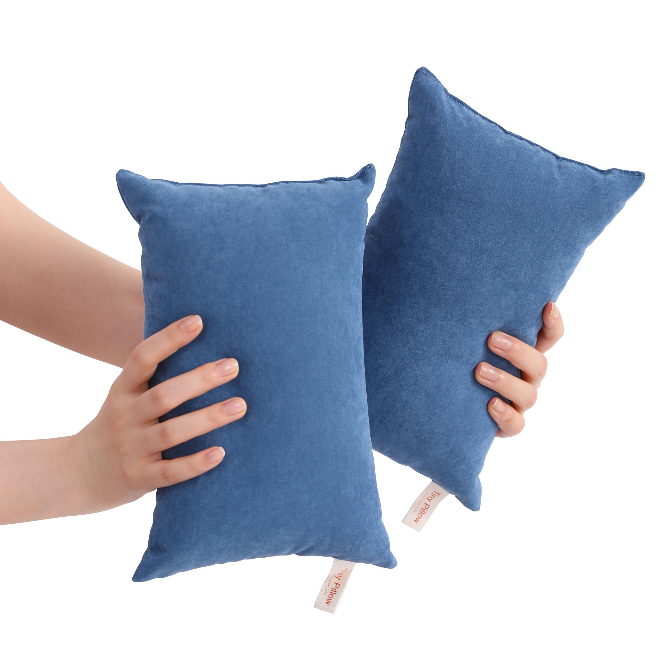 BEDSUM 2 Pack Tiny Pillows, 11"x7" Microfiber Mini Pillows for Travel, Pets, Soft and Machine Washable Small Pillows for Neck, Wrist, and Knee Comfort, Denim Blue