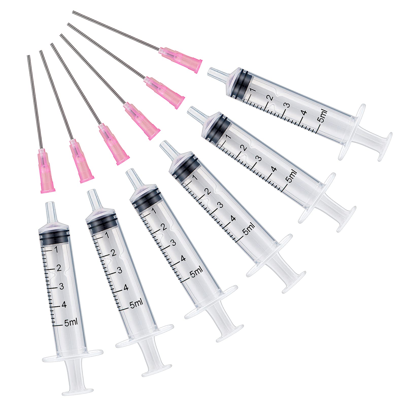 6PCS 5ML/CC Ink Filling Plastic Syringe Set with Blunt Stainless Needle Tip for Fountain Pen, Printer