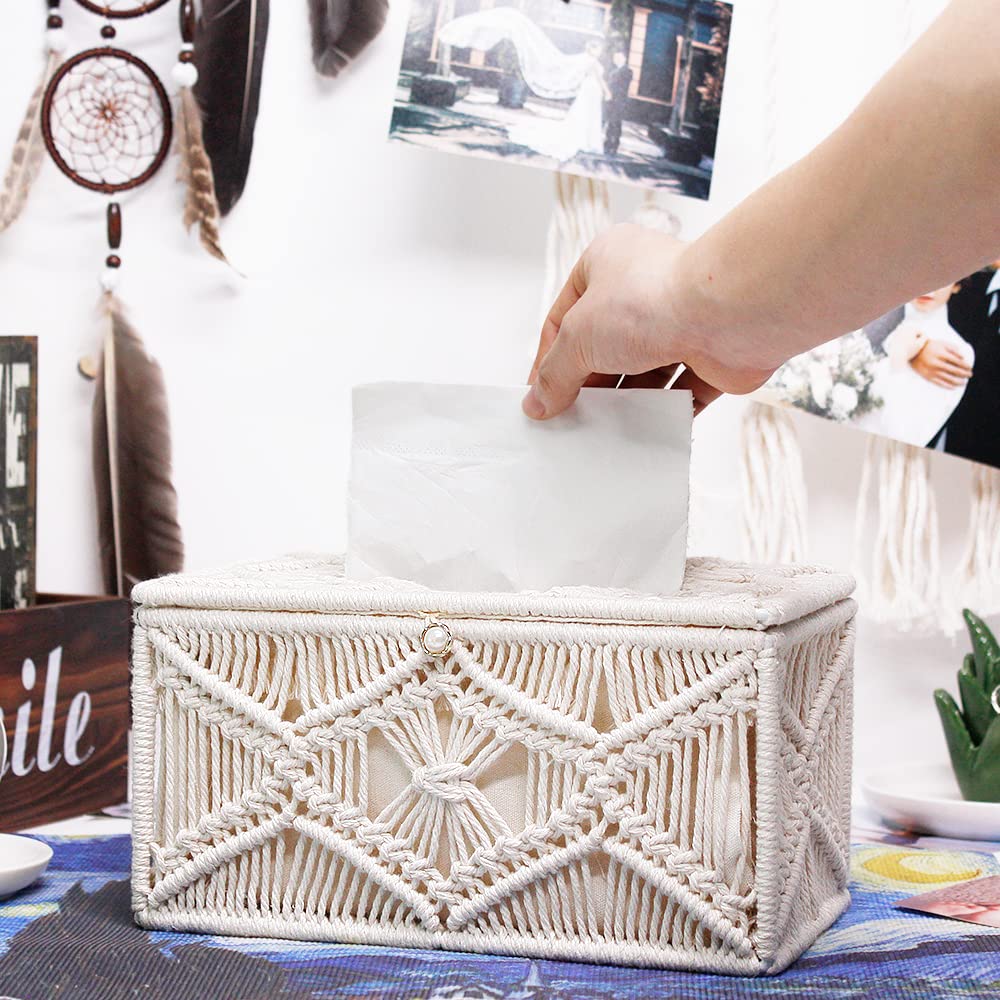 Tissue Box Cover Rectangle, Paper Tissue Holder Napkin Tissues Organizer, Home Decor for Bathroom Bedroom Dresser Living Room Office (Rectangle)