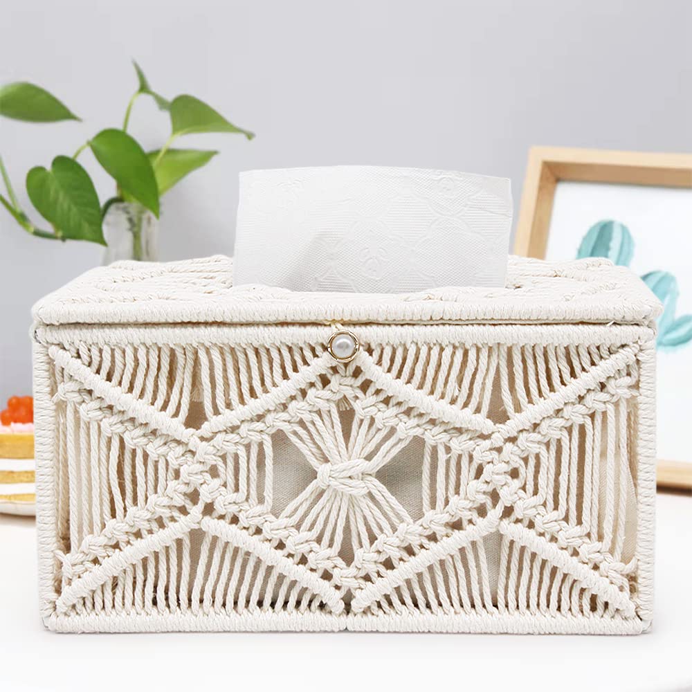 Tissue Box Cover Rectangle, Paper Tissue Holder Napkin Tissues Organizer, Home Decor for Bathroom Bedroom Dresser Living Room Office (Rectangle)