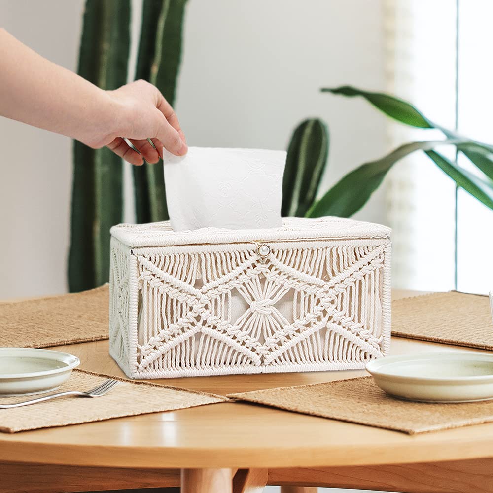 Tissue Box Cover Rectangle, Paper Tissue Holder Napkin Tissues Organizer, Home Decor for Bathroom Bedroom Dresser Living Room Office (Rectangle)