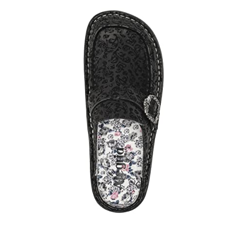 Alegria Women's Brigid Ivalace Leather Moc Toe Open Back Clog with Heel Cup 5-5.5 M US