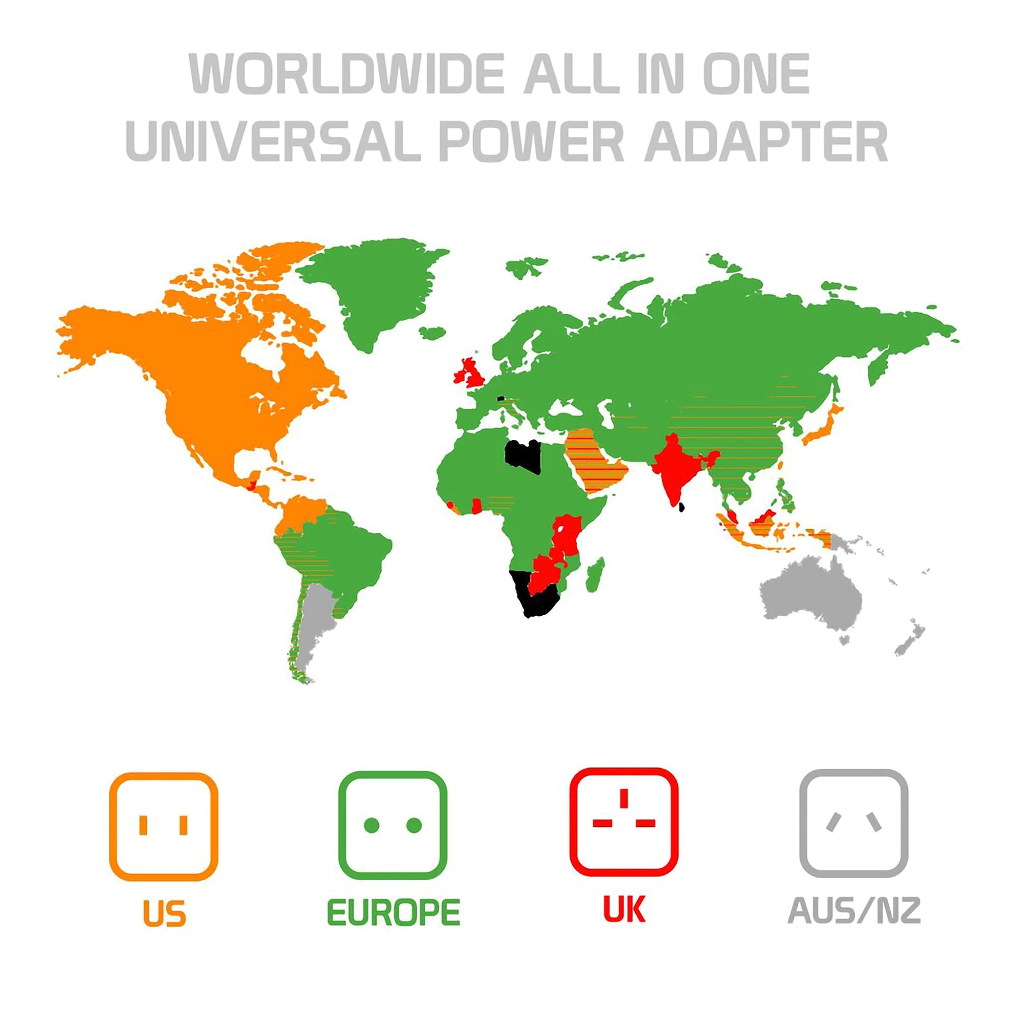 Dual Universal USB Adapter Works for Emporia Smart for Worldwide Power and Travel Between US/EU/CN/AUS/NZ/UK