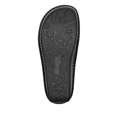Alegria Women's Brigid Ivalace Leather Moc Toe Open Back Clog with Heel Cup 5-5.5 M US