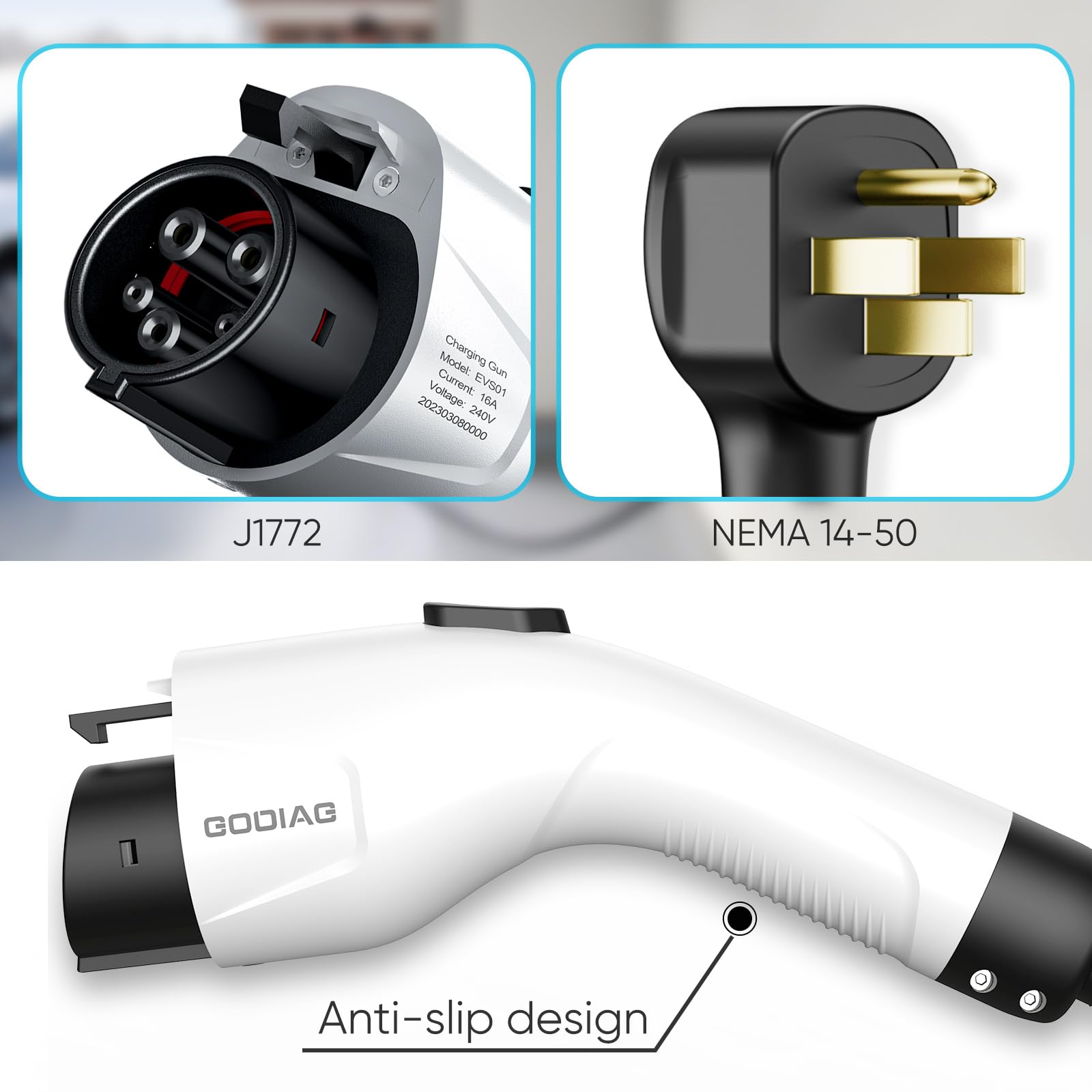 EV Charger Level 2, 32Amp 240V NEMA 14-50 Plug Electric Car Charger with 21 ft Cable, 10/16/24/32A Adjustable Portable J1772 EV Charger for J1772 EVs, PHEVs