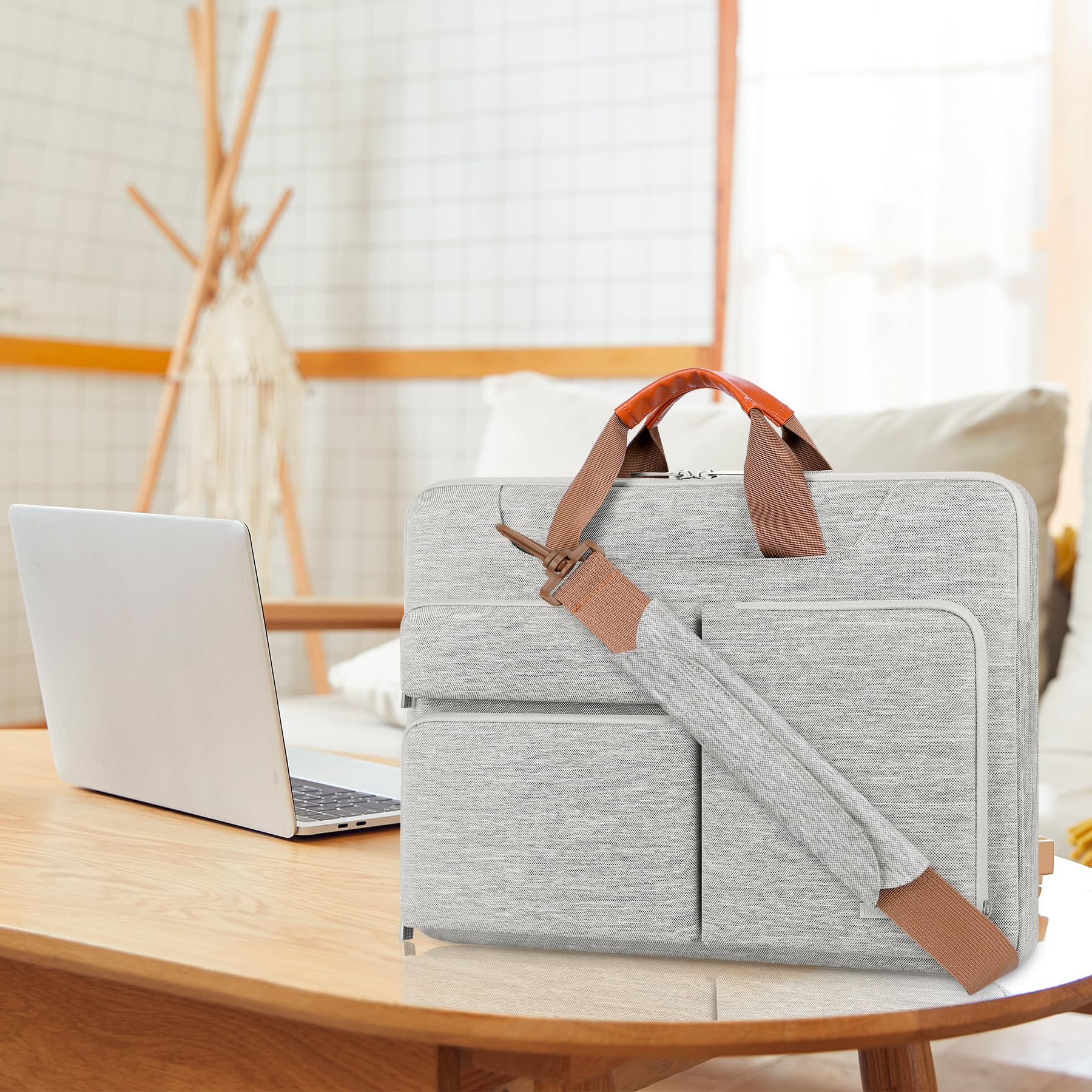 Lacdo 360° Protective Laptop Shoulder Bag, 16 inch Laptop Bag for 16 inch New MacBook Pro M4/M3/M2 /M1 Pro Max A3403 A3186 A2991 A2780 A2485 2024-2019, 15" Surface Laptop 7th Copilot+PC Computer, Gray