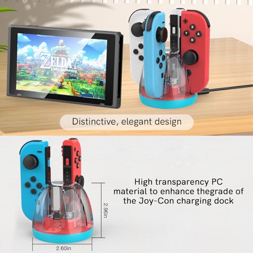 Switch Controller Charging Dock for Nintendo Switch/Switch OLED JoyCon,HEIYING Switch Controller Charger Dock Station for Switch Joy-Con,Portable Charging Stand Station with LED Indicator.