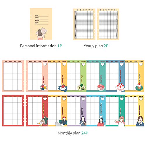 Monolike A5 FALL IN NEWTRO Diary Set, Tennis - Academic Planner Weekly & Monthly Planner with PVC Cover, Zipper bag, Sticker