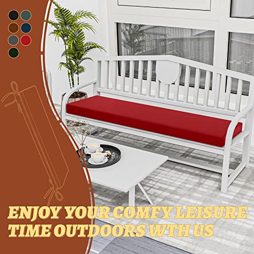 Focuprodu Bench Cushion.36x14 Inch Spill-Resistant Bench Cushion is Suitable for Patio Benches, Patio Sofas, Garden Benches. Comes with 2 Tie Straps for Easy Removal for Cleaning. (36x14x2.5, Red)