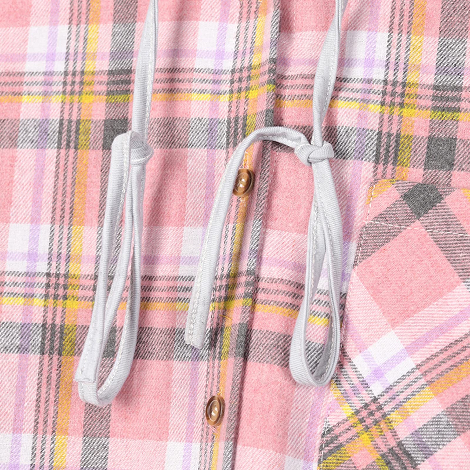Jackets for Women 2023 Casual Long Plaid Print Shirts Long Sleeve Tops Open Front Button Down Hoodie Cardigan Lightweight Plus Size Coats Outerwear Fall Winter Clothes My Orders(B-Pink,XX-Large)