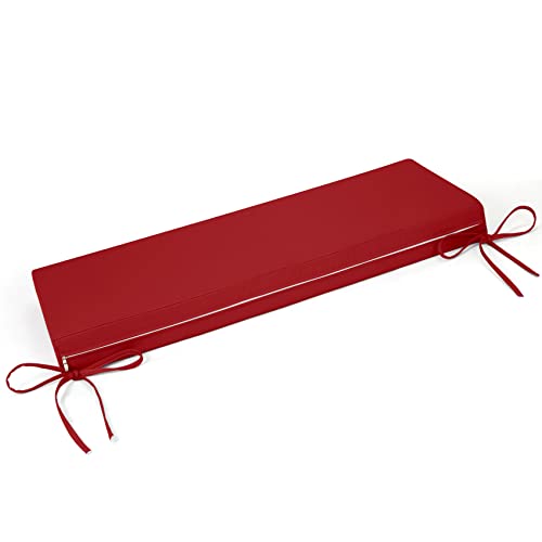 Focuprodu Bench Cushion.36x14 Inch Spill-Resistant Bench Cushion is Suitable for Patio Benches, Patio Sofas, Garden Benches. Comes with 2 Tie Straps for Easy Removal for Cleaning. (36x14x2.5, Red)