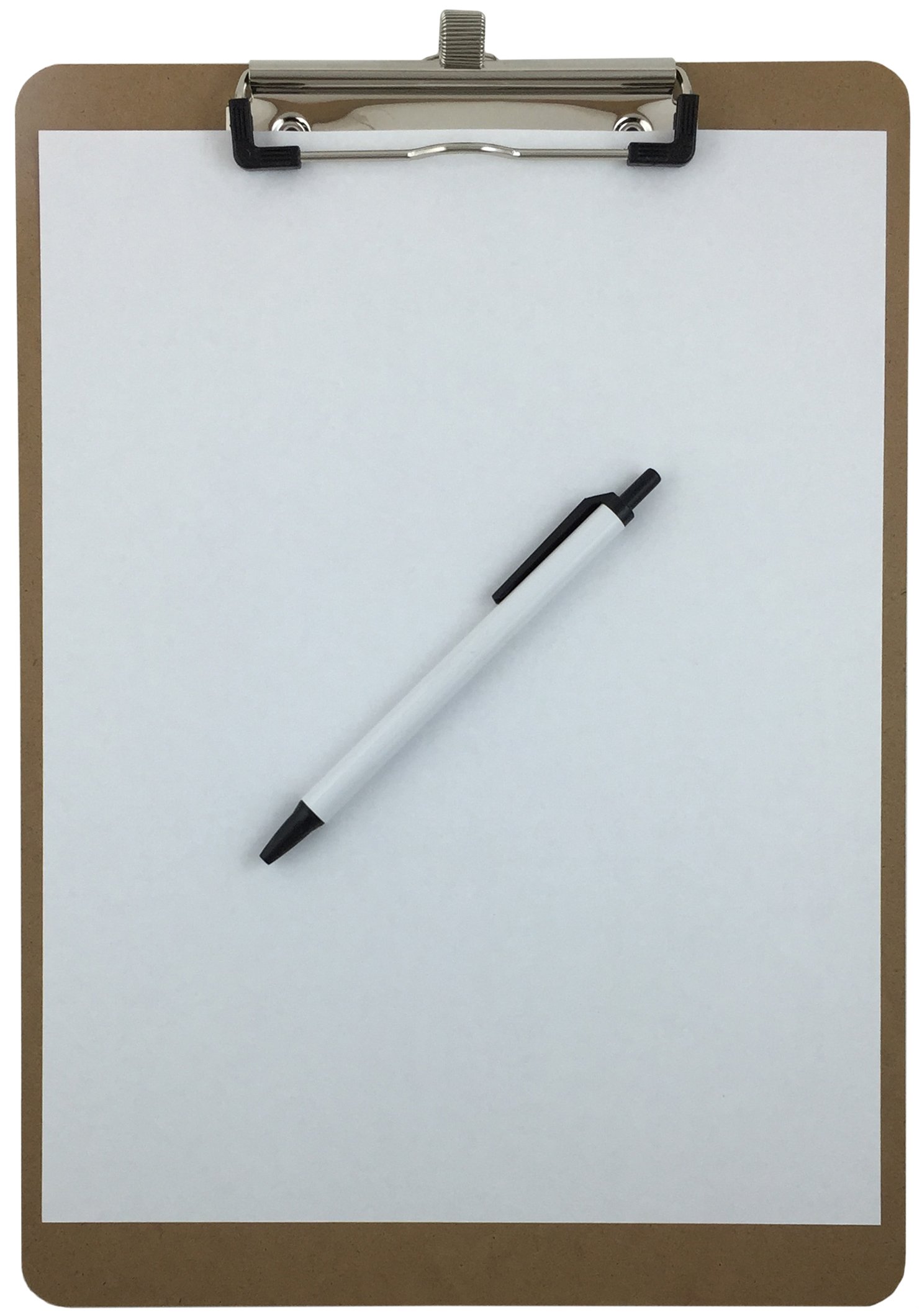 Pen Holder Clipboard, Letter Size, Low Profile Clip, Hardboard Single (Pen Included)