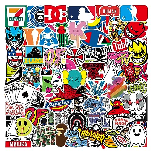 QQUK Cool Brand Stickers 100 Pack Teens Sticker Decals for Laptop Computer Skateboard Helmet Laptop Bicycle Hypebeast Bomb Stickers